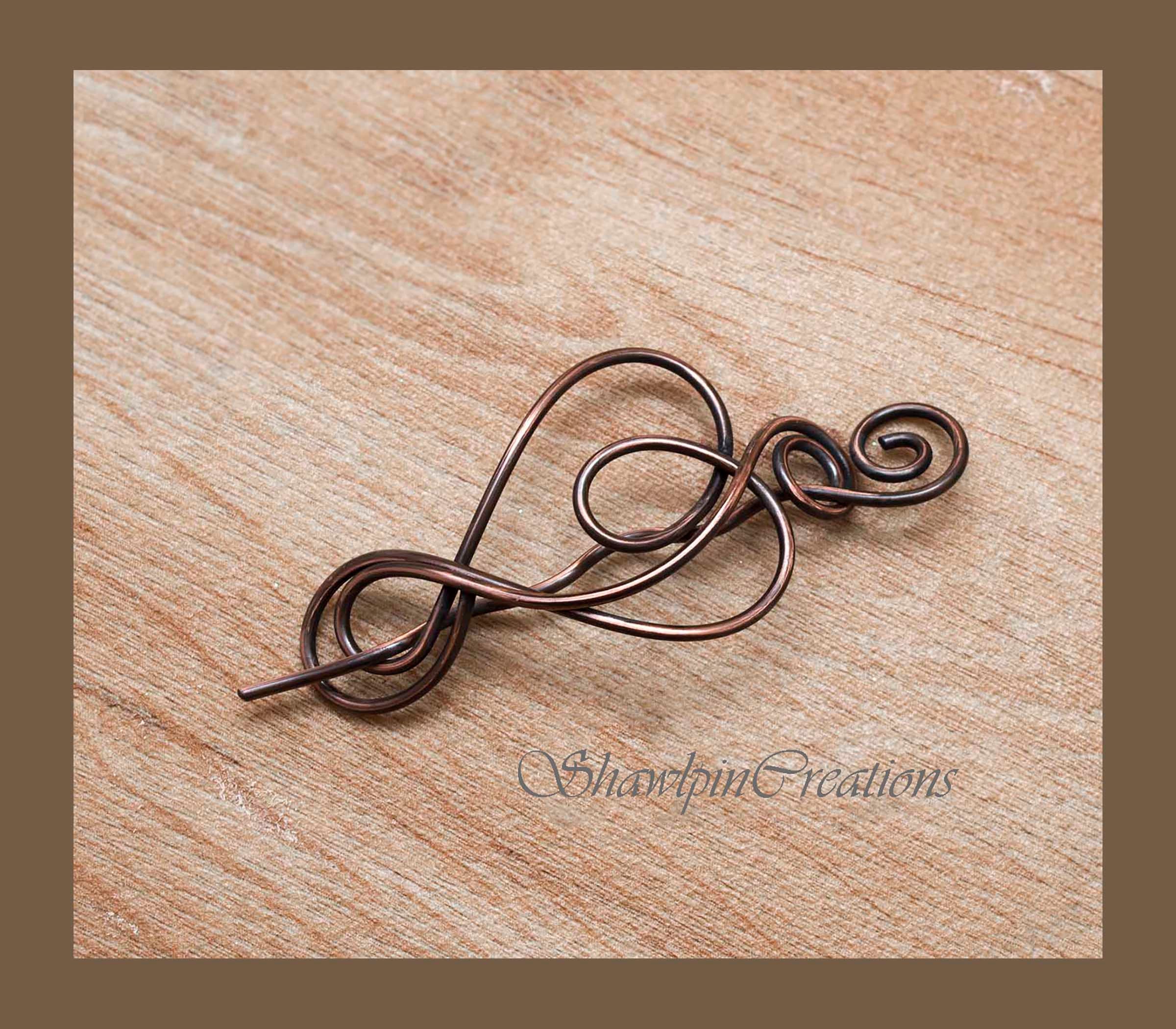 Knitted Shawl Pin,antique Copper Shawl Pin,copper Wire Scarf Pin,copper ...