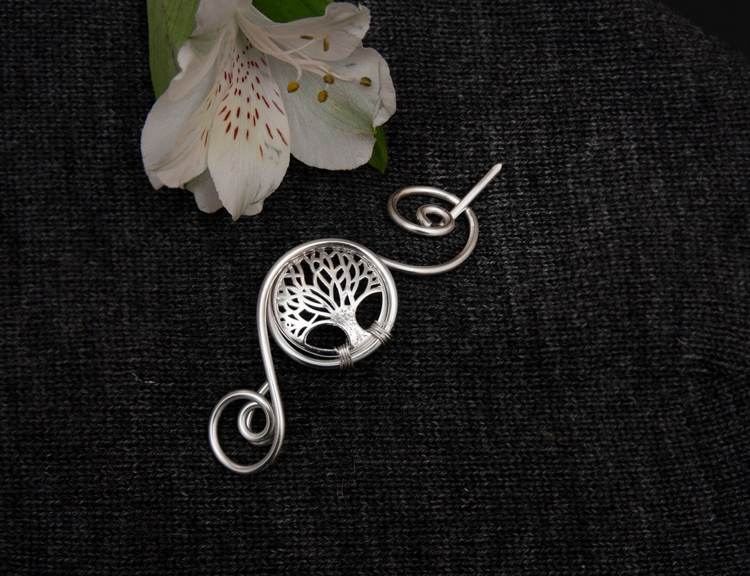 Silver Charm Tree of Life Swirl Shawl Pin, Silver Shawl and Sweater Pin ...