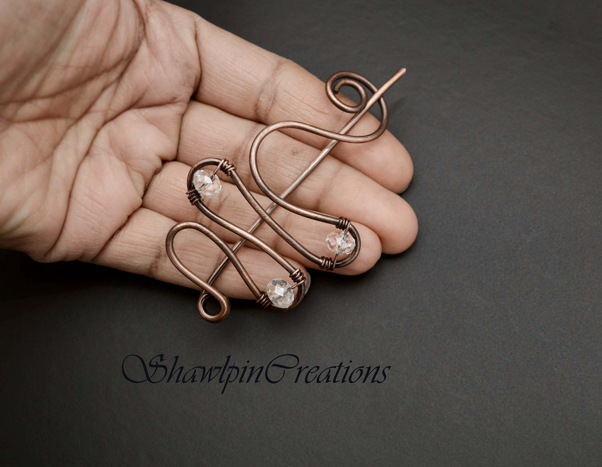 Antique Copper Shawl Pin,antique Copper Crystal Pin,copper Shawl Pin ...