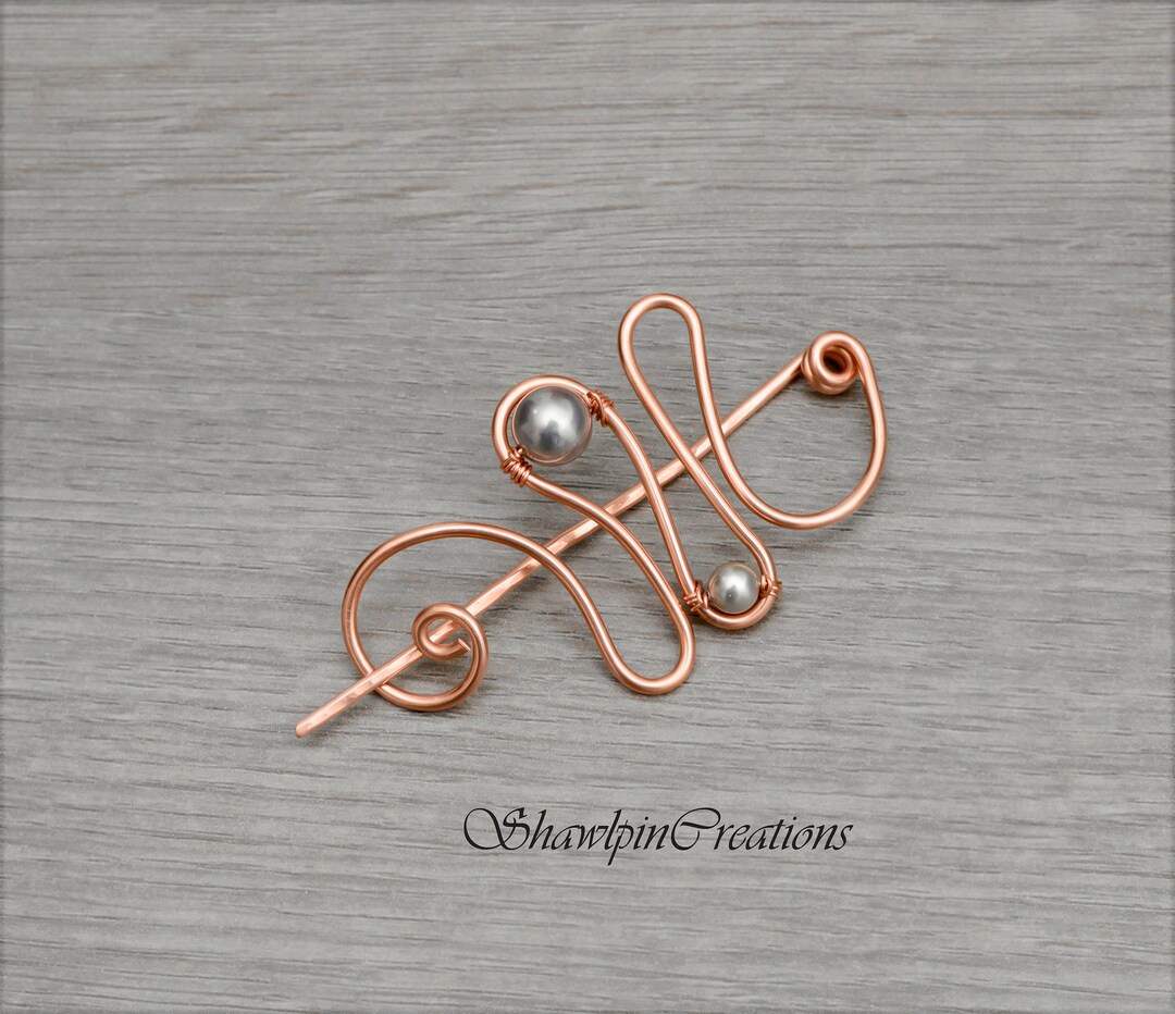 Plain Copper Shawl Pin, Silver Shell Pearls Shawl Fastener Pin,shawl ...