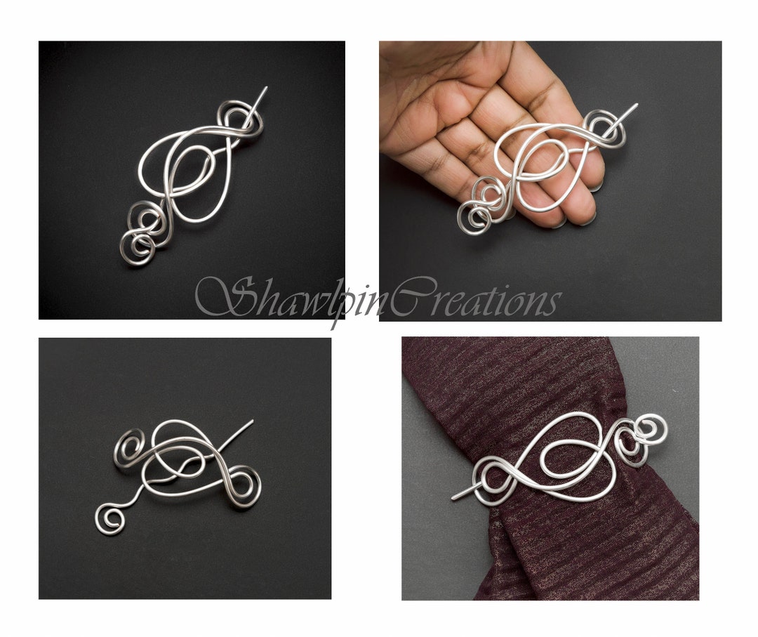 Silver Shawl Pin,antique Silver Shawl Pin,copper Wire Scarf Pin,copper ...