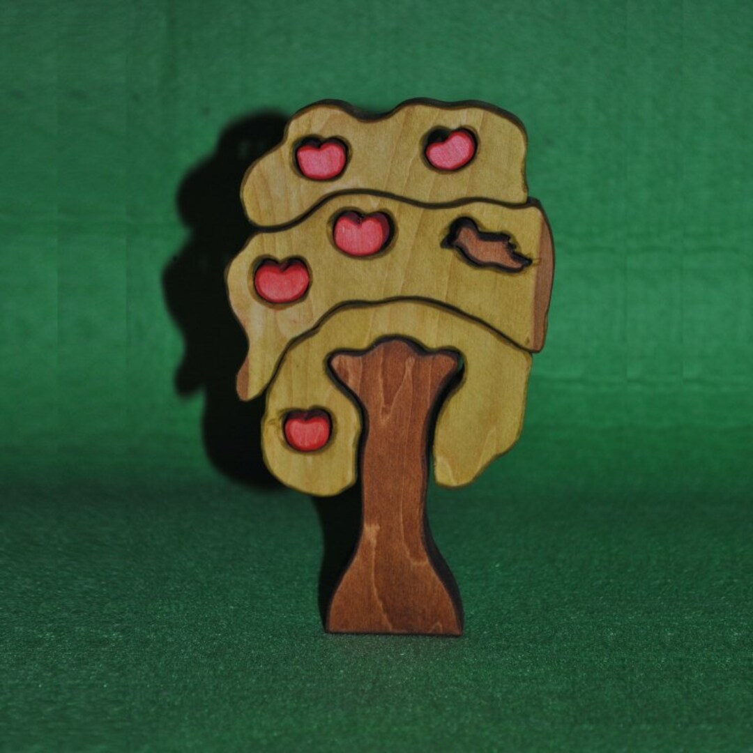 Puzzle bird on Apple Tree Wood Puzzle Wooden Puzzle Puzzle Toy ...