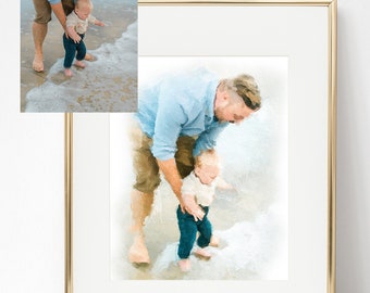 Custom Family Watercolor Photo Drawing Anniversary Gift | Etsy