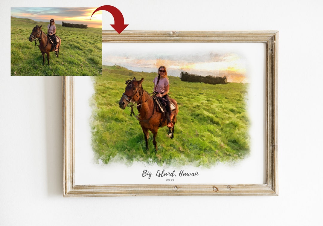 Custom Travel Photo Drawing, Personalized Watercolor, Anniversary Gift ...