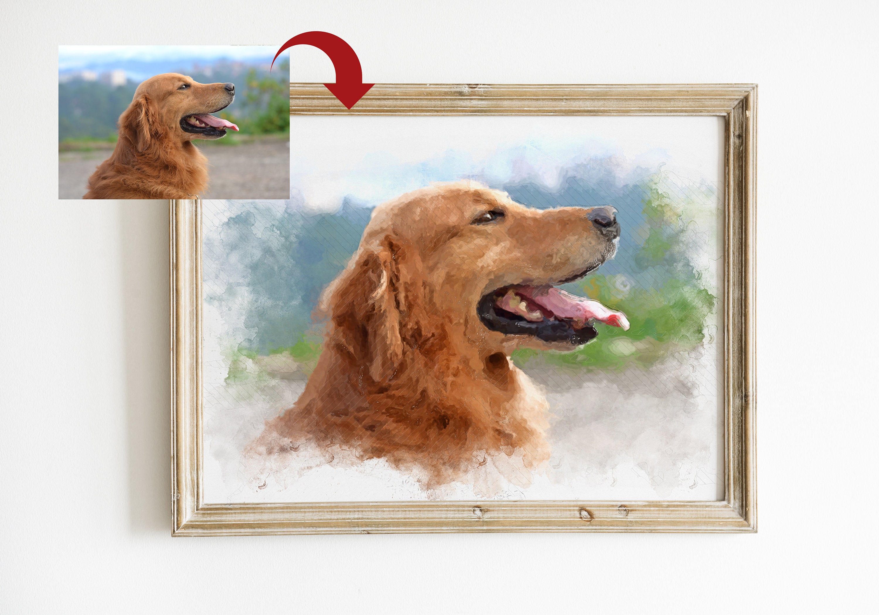 Custom Pet Photo Drawing Personalized Pet Painting | Etsy