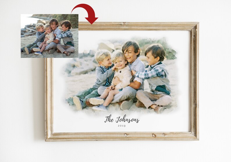 Custom Family Watercolor Photo Drawing Anniversary Gift - Etsy