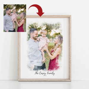 Custom Family Watercolor Photo Drawing, Anniversary Gift, Custom ...
