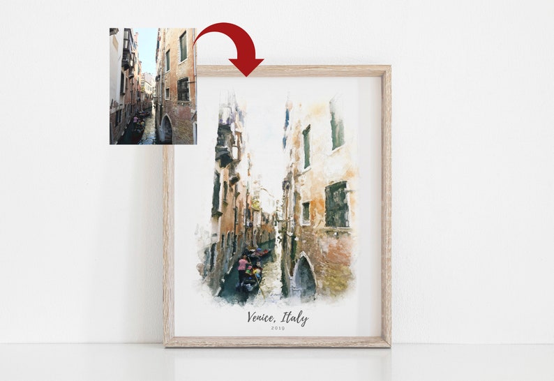Custom Travel Photo Drawing Personalized Watercolor - Etsy