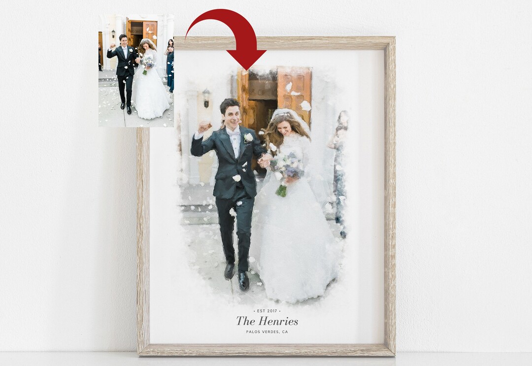 Custom Wedding Photo Drawing, Wedding Photo Watercolor, Custom ...