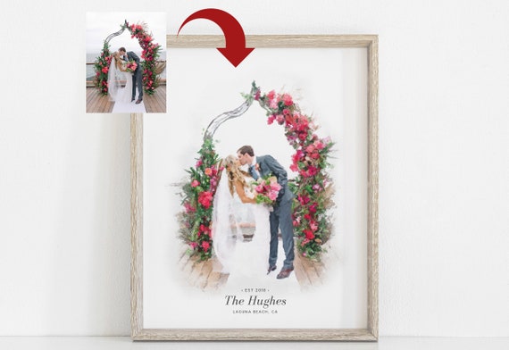 Custom Wedding Drawing Wedding Photo Watercolor Wedding | Etsy