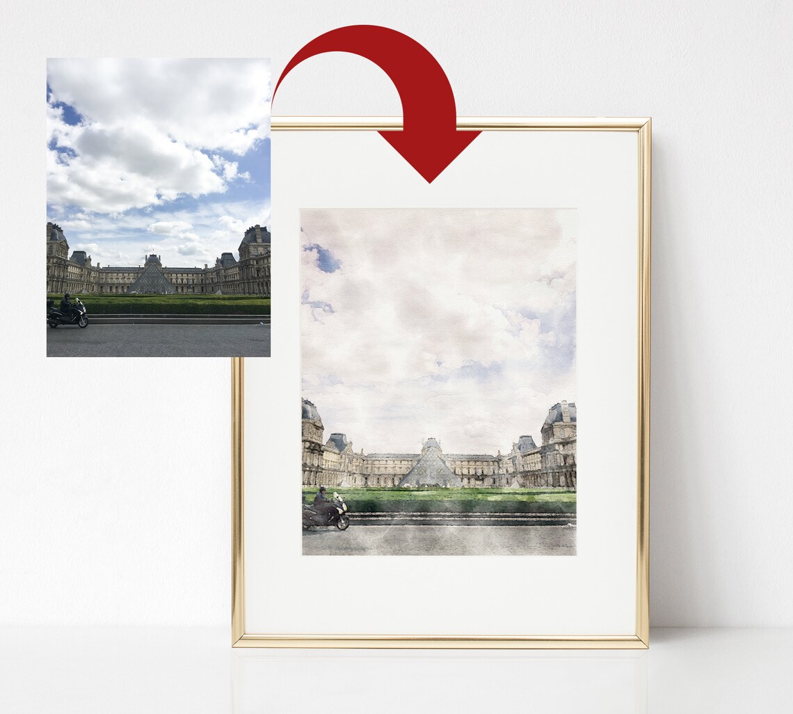 Custom Travel Photo Drawing Personalized Watercolor - Etsy