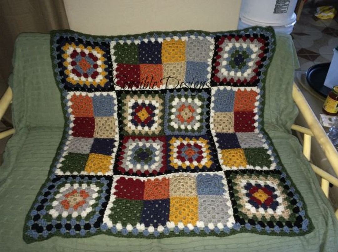 CROCHET PATTERN Stained Glass Window Afghan | Windowpane | Colorful ...