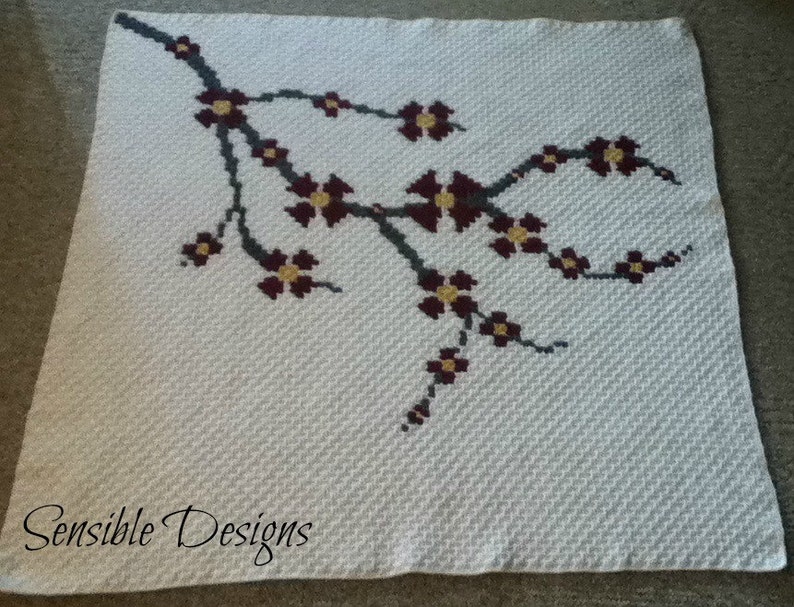 CROCHET PATTERN Cherry Blossom Tree Branch Afghan, Corner-to-corner ...