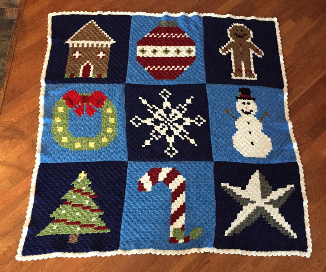 CROCHET PATTERN Christmas Characters Corner-to-corner Quilt | Snowman ...