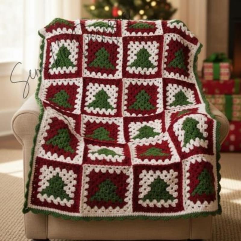 Red White Granny Square - Etsy