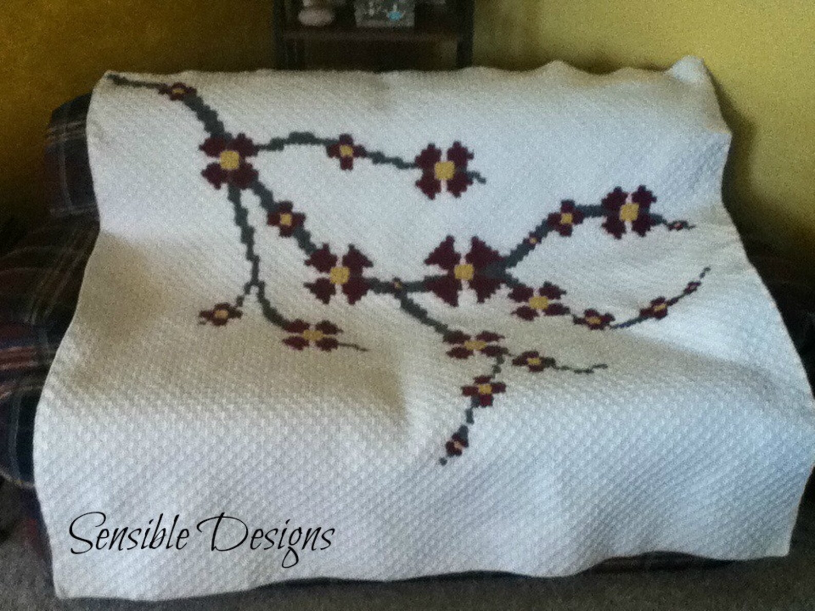 CROCHET PATTERN Cherry Blossom Tree Branch Afghan, Corner-to-corner ...