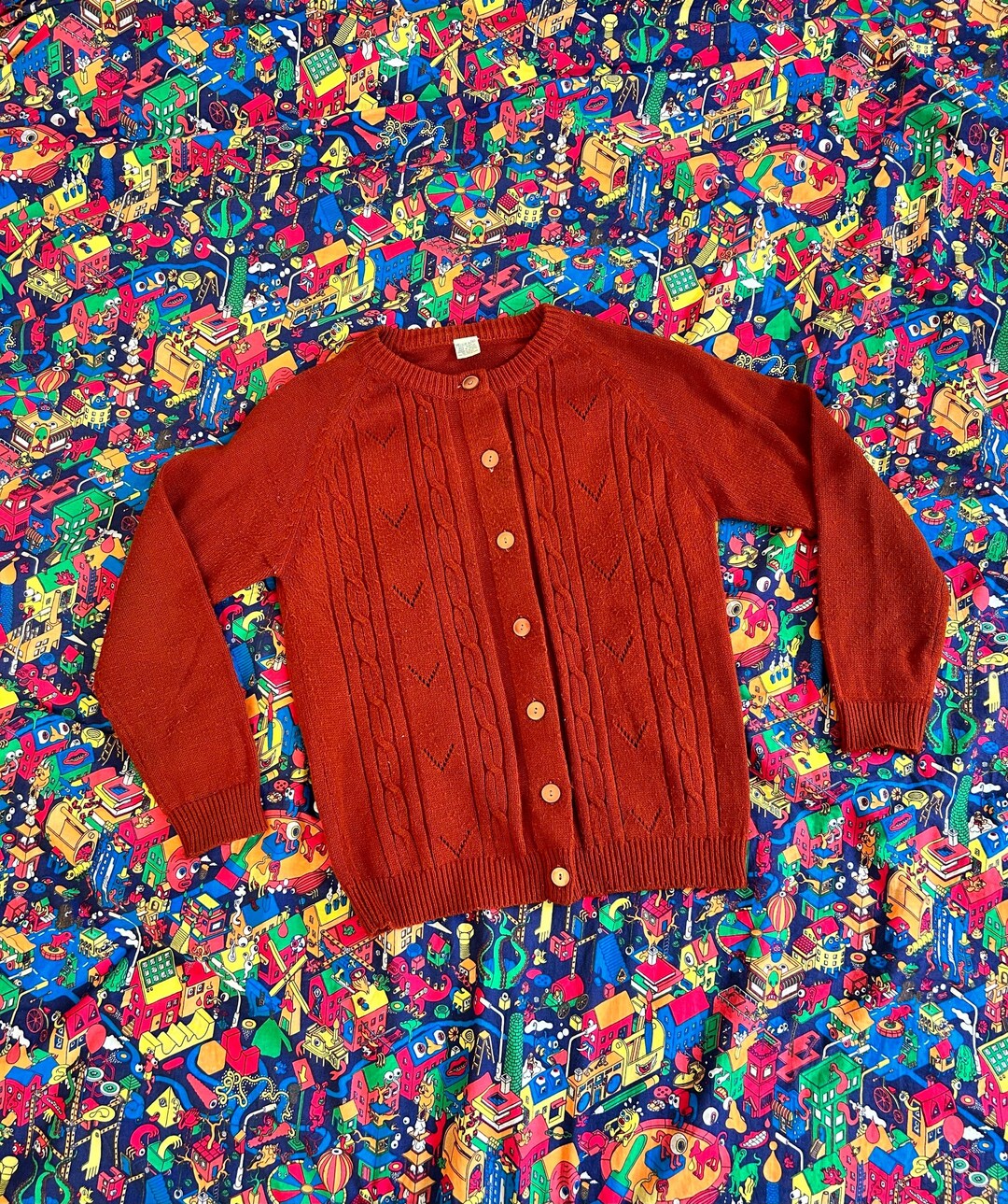 70s MAPLE CARDIGAN / Large Vintage Cardigan Large Vintage Sweater Miss ...