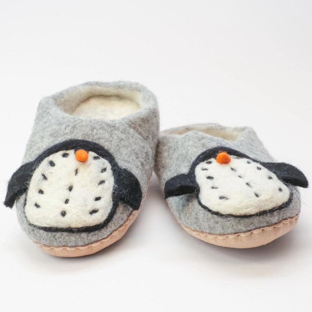 Penguin Slippers, Felt Slippers, Penguin Felt Slippers for Adults ...