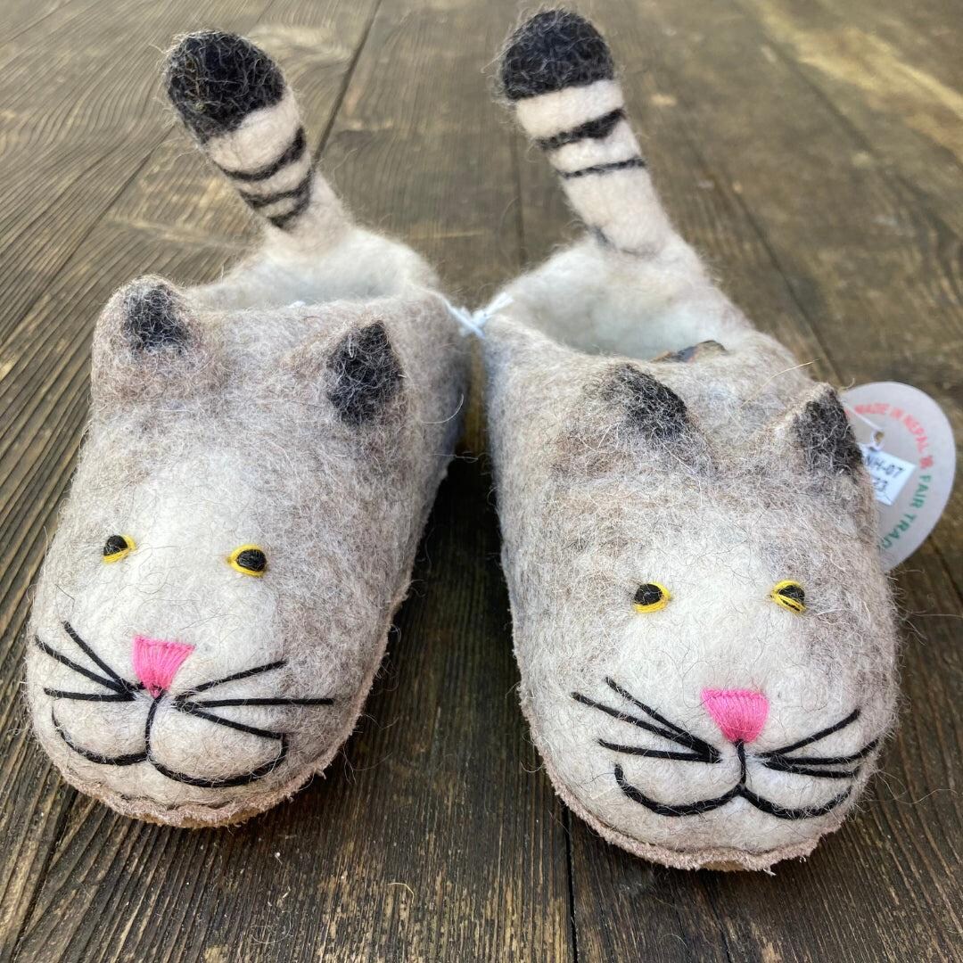 Cat Felt Slippers – Handmade Felt Slippers for Adults | Soft Non-slip ...