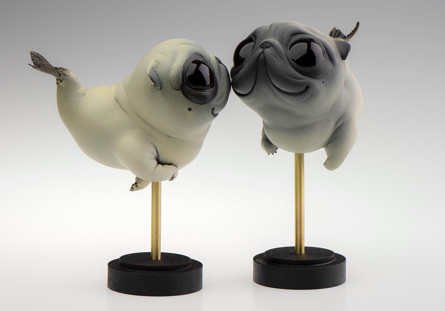 Mermaid Pugs Art Figurine by Katyushka - Etsy