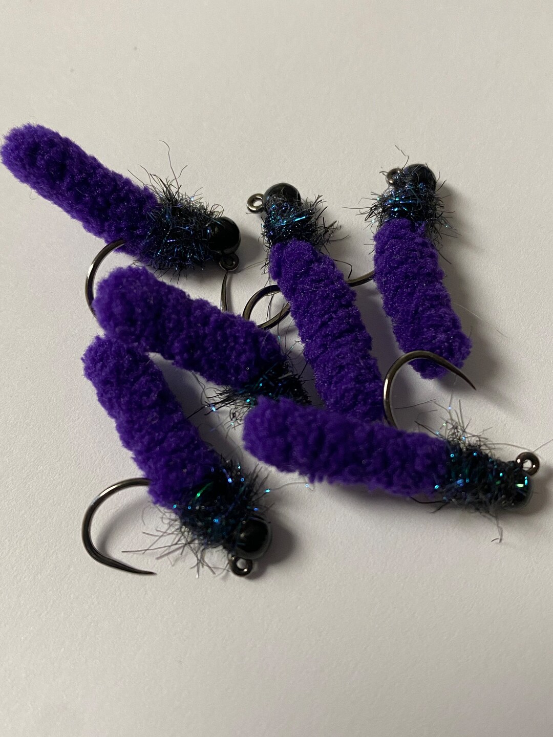 Mop Fly, Dust Mop Fly, Purple, Half Dozen, Jig Mops, Tungsten BH Mop ...