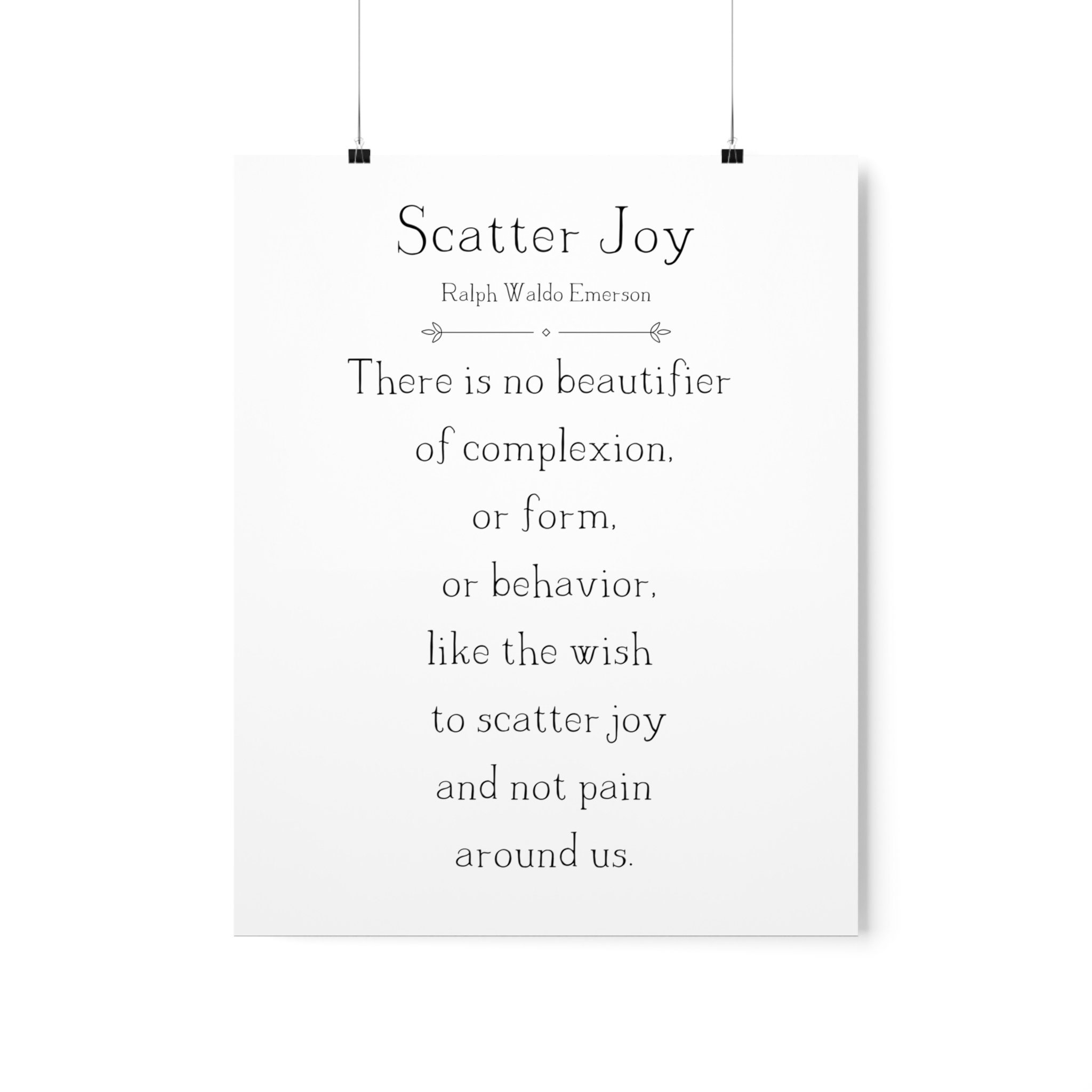 Scatter Joy Quote, Emerson Quote, Quote Wall Decor, Scatter Joy Print ...