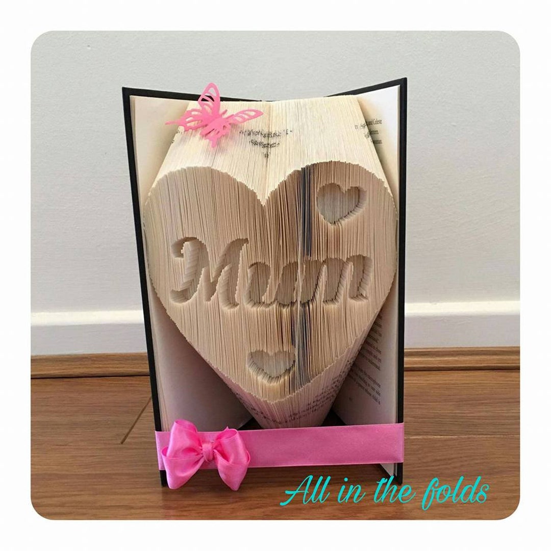 Mum in Heart Combination Cut and Fold Book Folding Pattern - Etsy