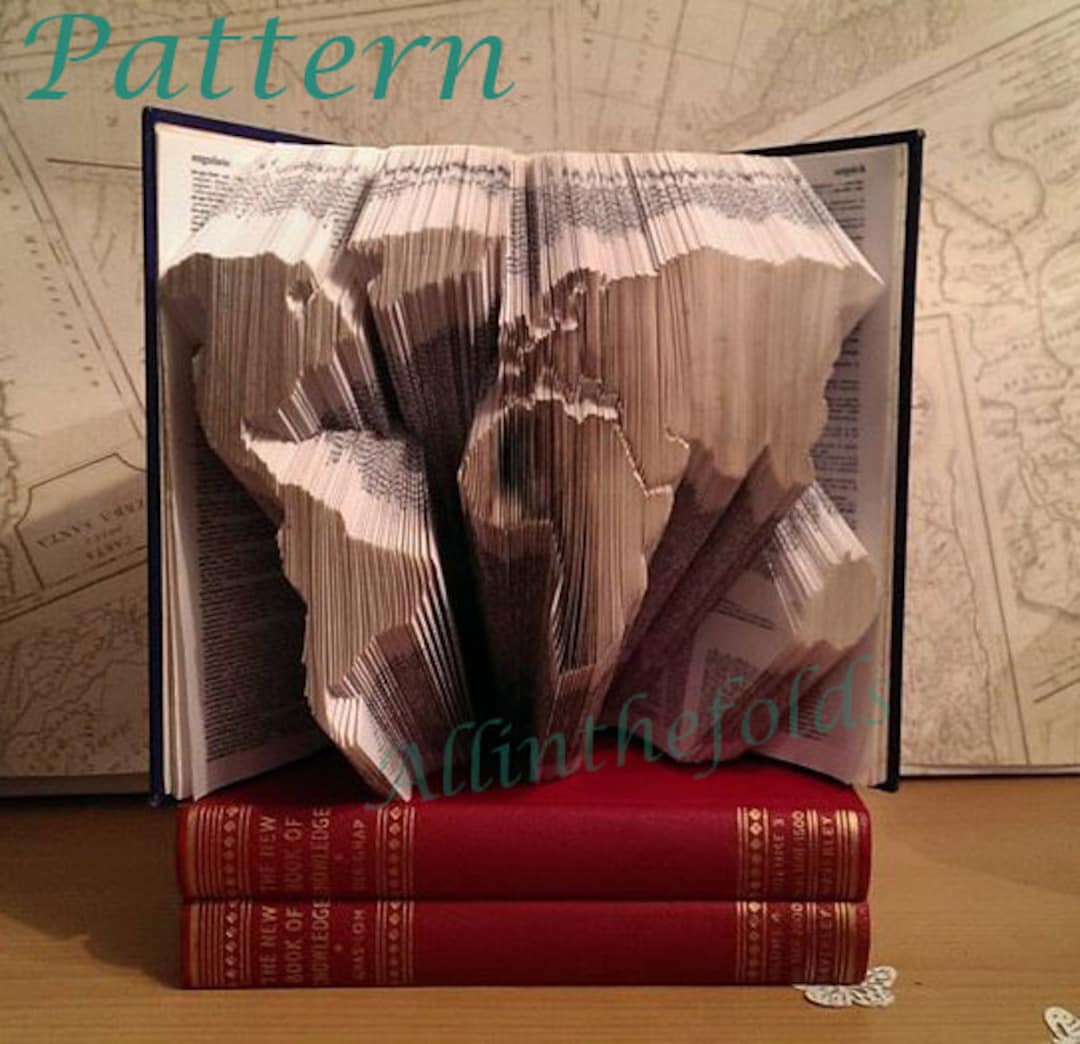 World Map Book Folding Pattern - Etsy