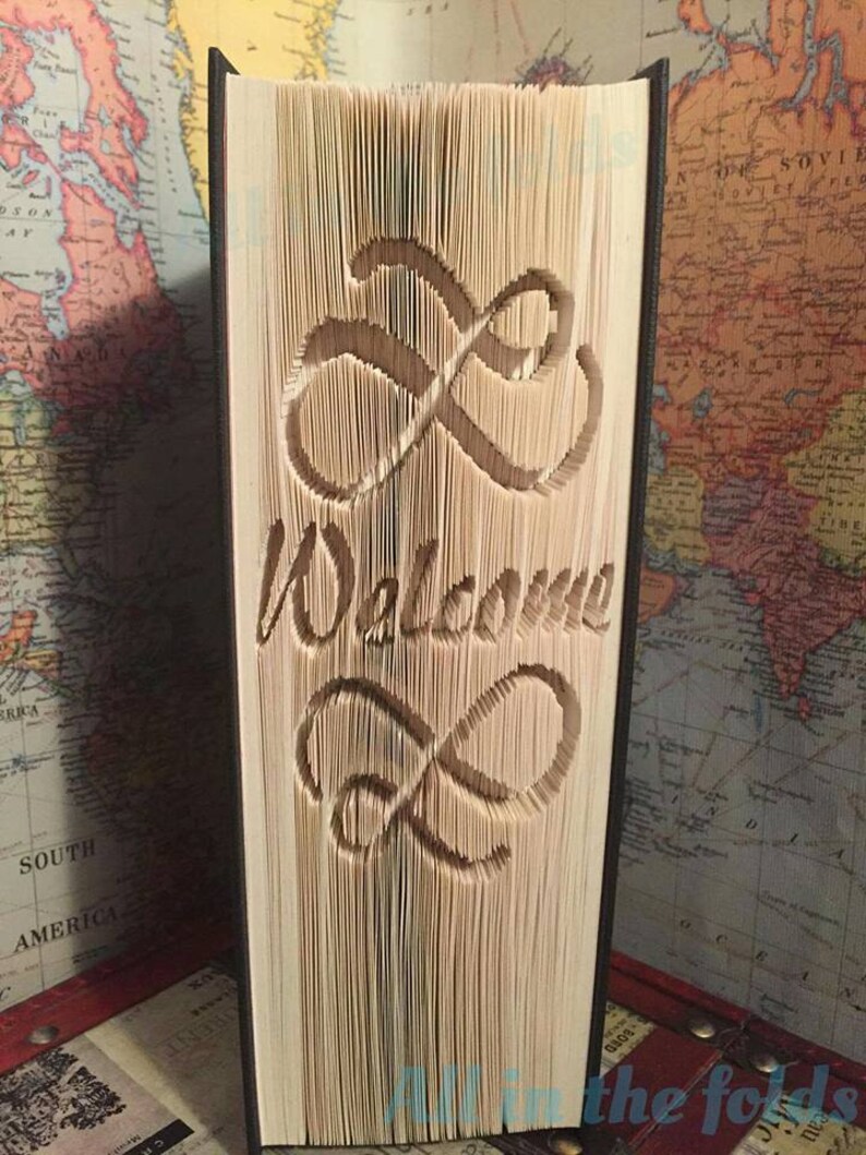 Welcome Swirl Cut and Fold Book Folding Pattern - Etsy