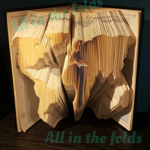 World Map Book Folding Pattern - Etsy