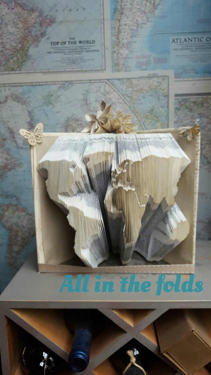 World Map Book Folding Pattern - Etsy