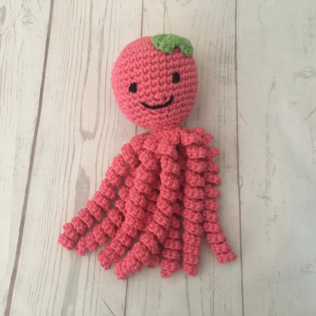 Crochet Octopus for Baby- Mellie. Watermelon Color With a Green Bow ...