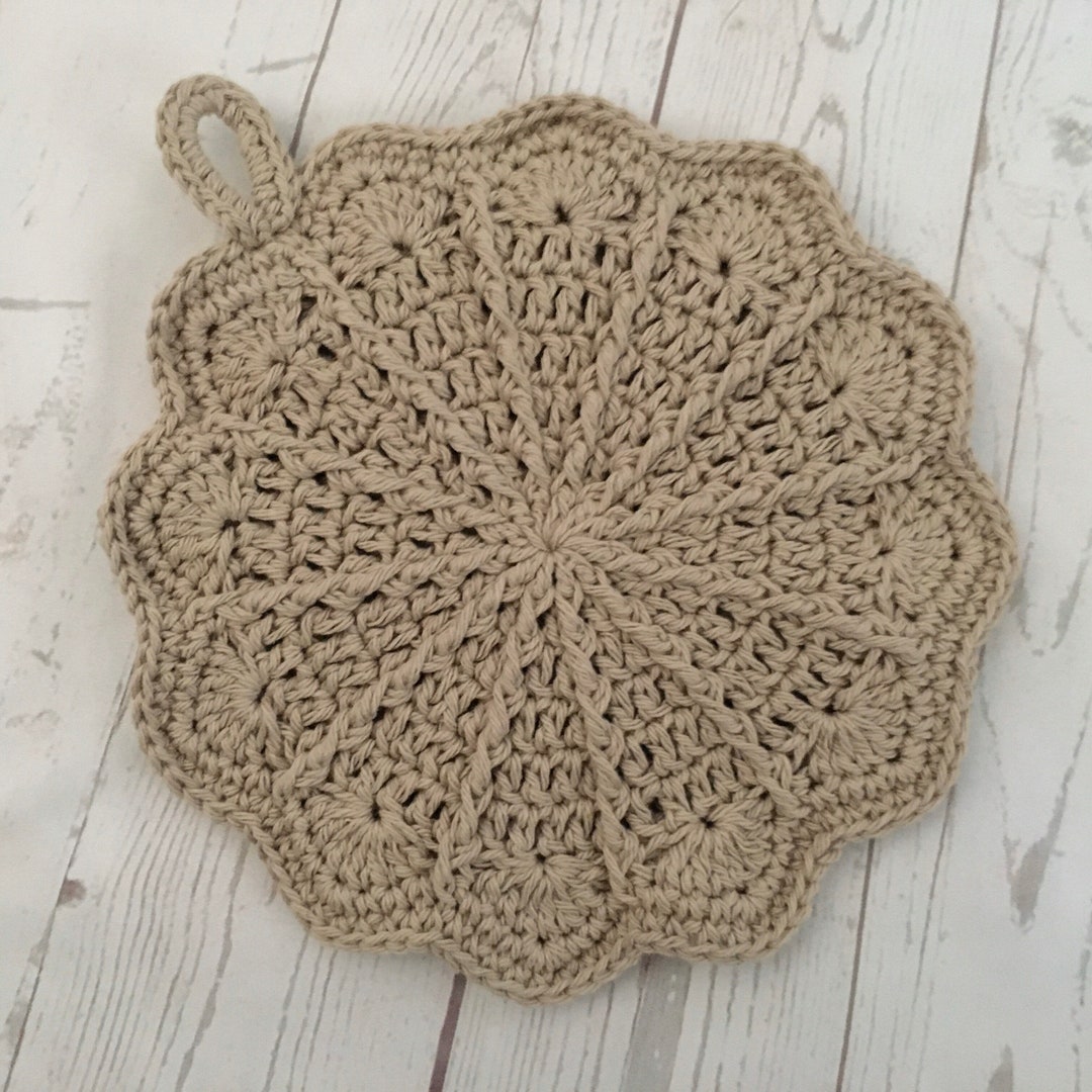 Crochet Scallop Pot Holder, Trivet, Hot Pad. 2 Sided. 100% Cotton - Etsy