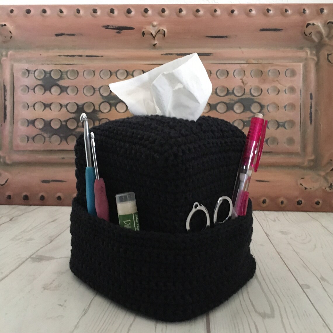 Crochet Tissue Box Cover Organizer in Cotton Yarn. Tissue Box - Etsy
