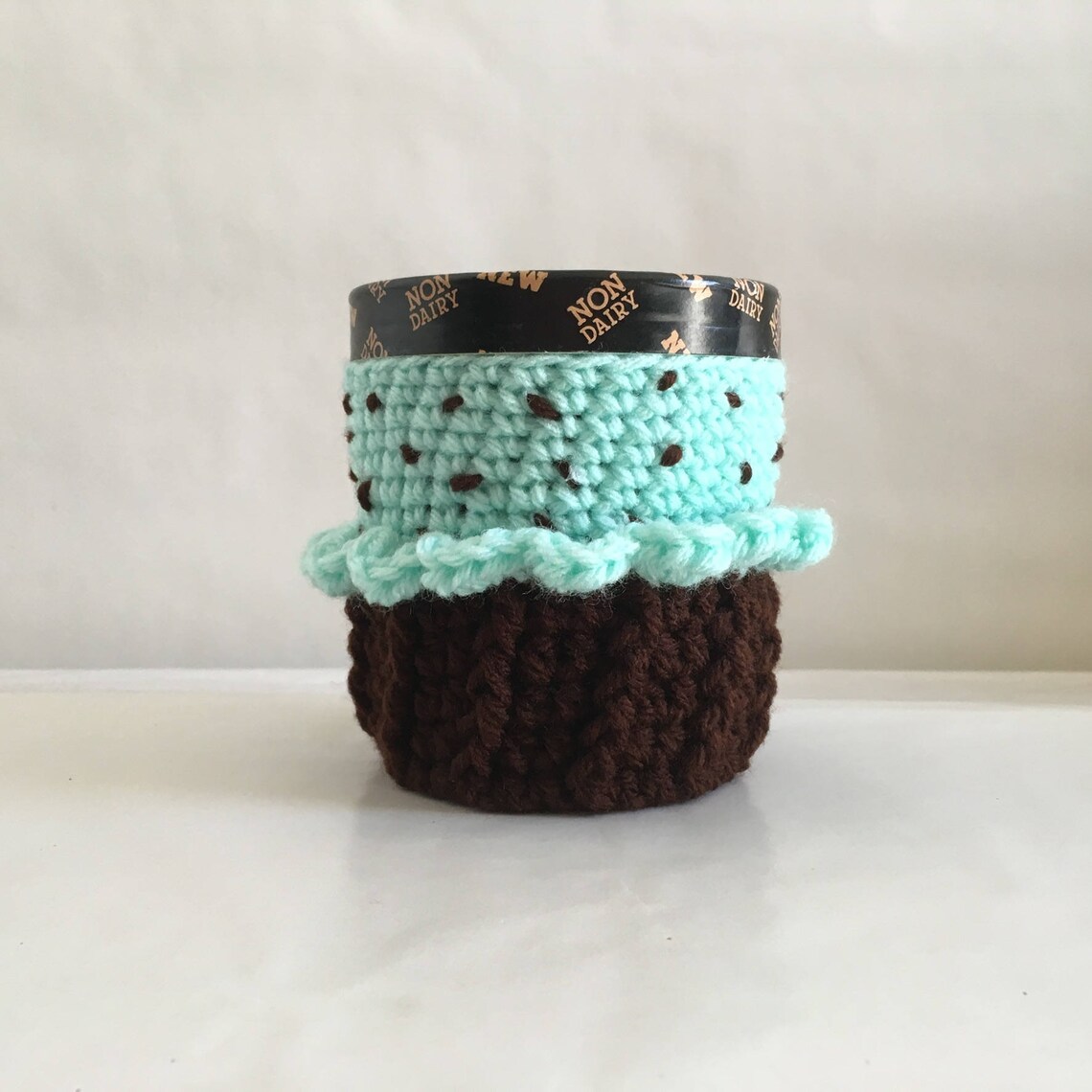 Ice Cream Cozy Cupcake for Pint Size Container Chocolate Mint - Etsy