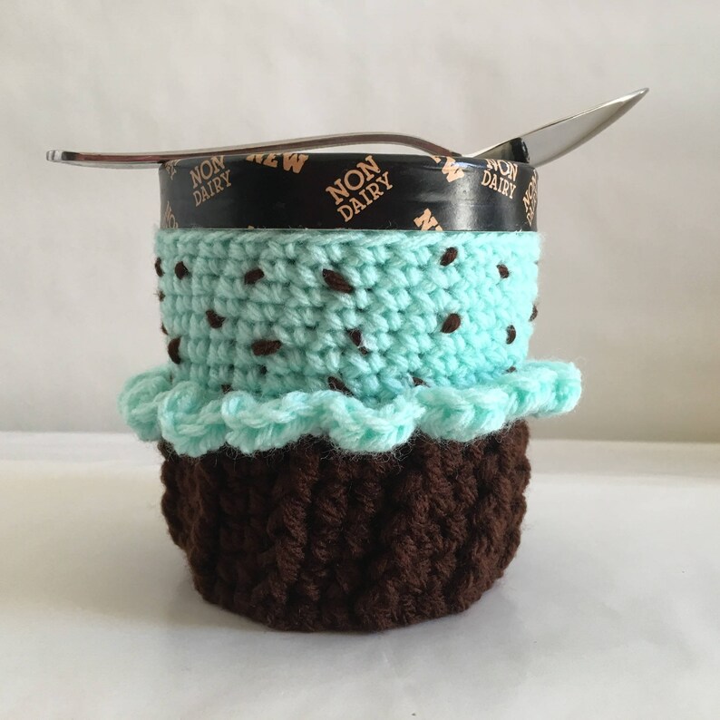 Ice Cream Cozy Cupcake for Pint Size Container Chocolate Mint - Etsy