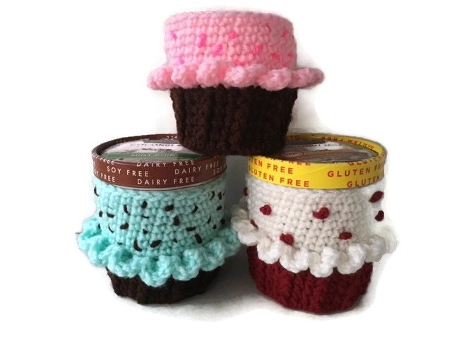 Ice Cream Cozy Cupcake for Pint Size Container Chocolate Mint - Etsy