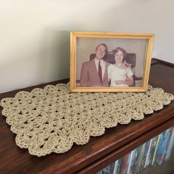 Rectangle Cotton Crochet Doily. Farmhouse Decor. Rustic Decor. | Etsy