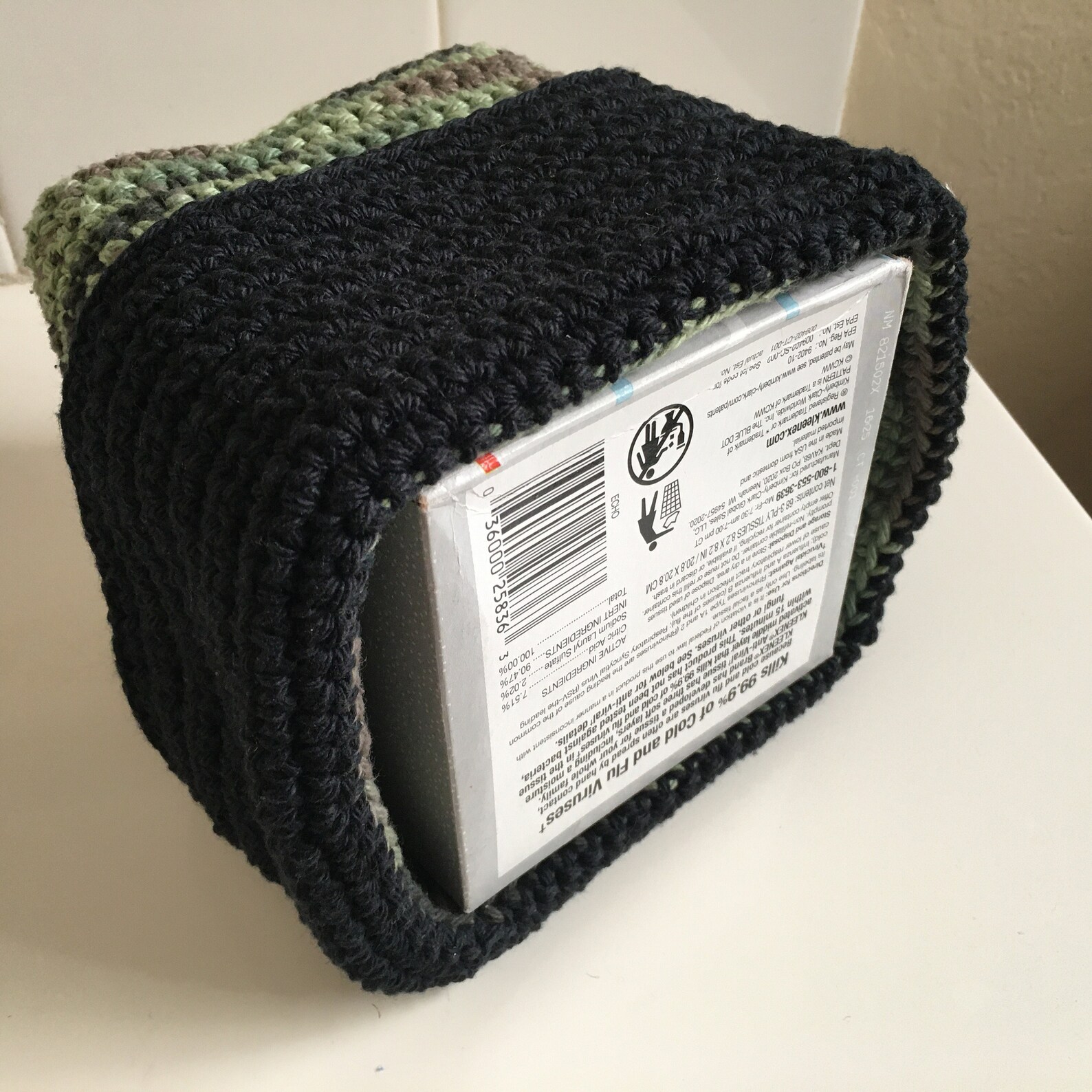 Crochet Tissue Box Cover Organizer in Cotton Yarn. Camo Tissue | Etsy