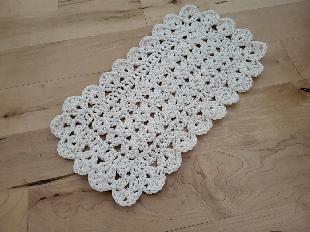Narrow Rectangle Cotton Crochet Doily. Farmhouse Decor. Rustic Decor. 7 ...