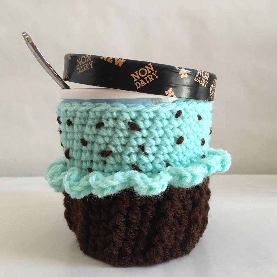 Ice Cream Cozy Cupcake for Pint Size Container Chocolate Mint - Etsy