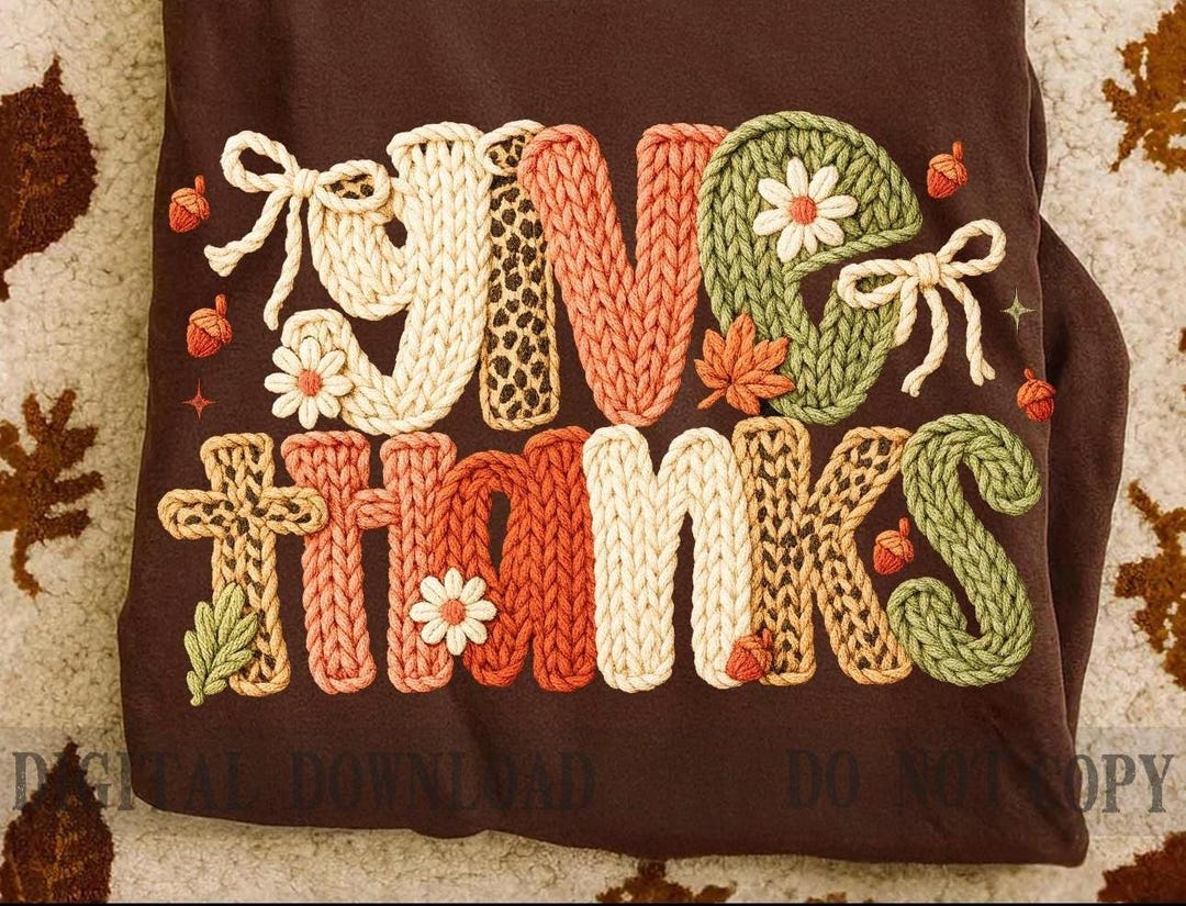 Trendy Faux Yarn Give Thanks Tshirt or Sweatshirt - Etsy