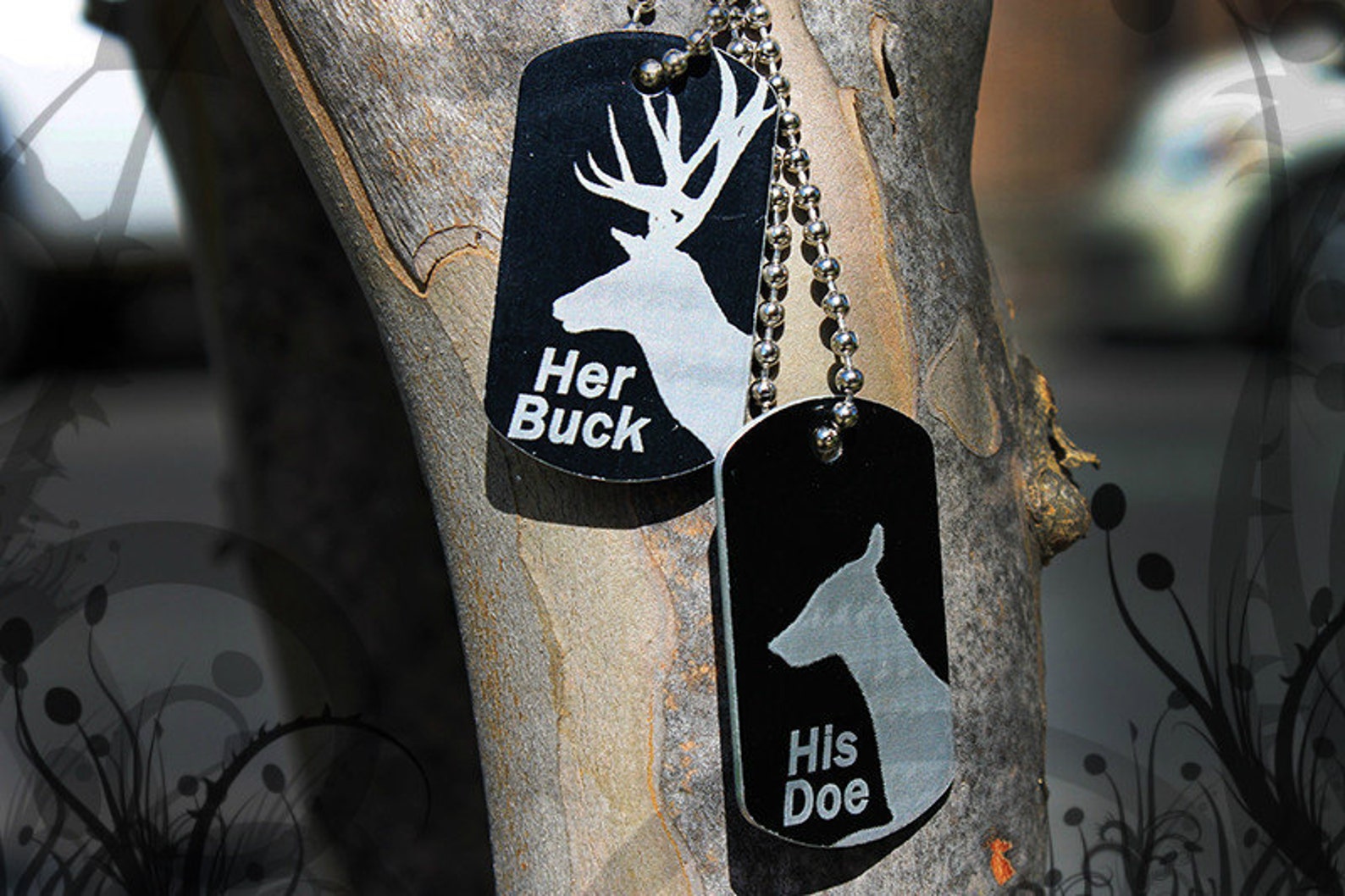 Her Buck & His Doe Crafted Dog Tag Couples Necklaces Combo Set - Etsy