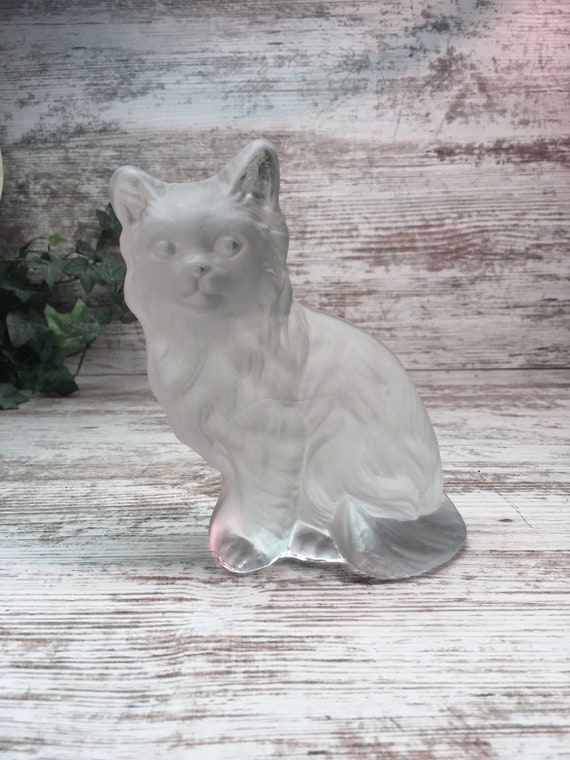 GLASS CAT FIGURINE Glass Cat Paperweight Glass Figurine Cat | Etsy