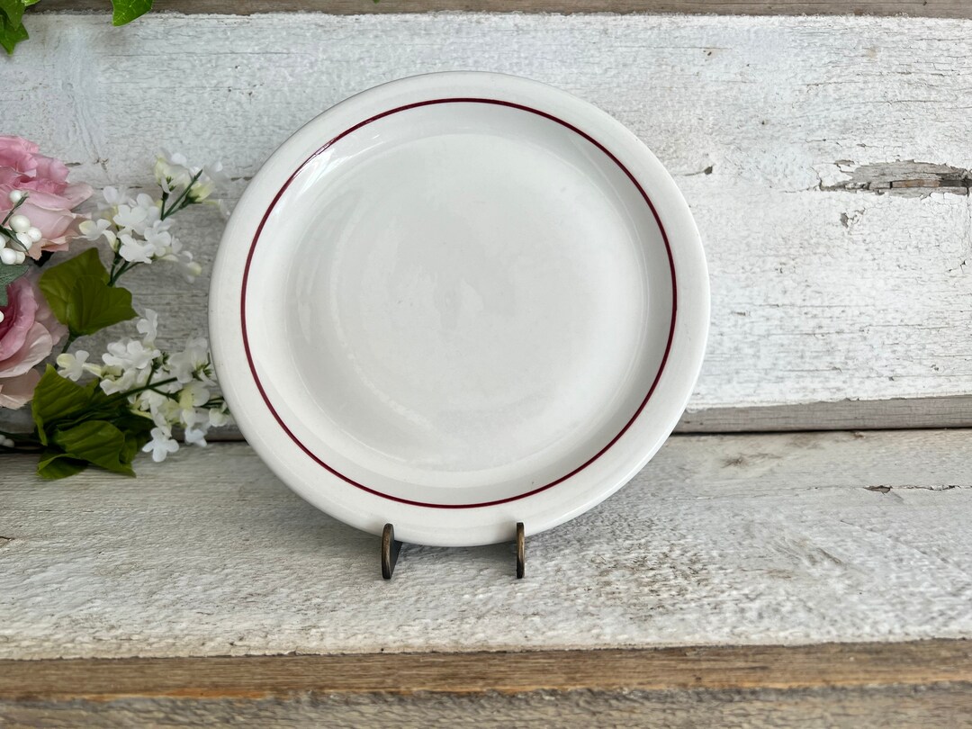VINTAGE White Restaurant Ware, White Shenango Red Stripe Plate, Retro ...