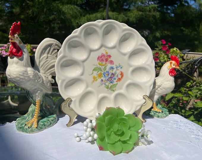 RARE Vintage Egg Plate, E & R American Artware Egg Plate, White Ceramic ...