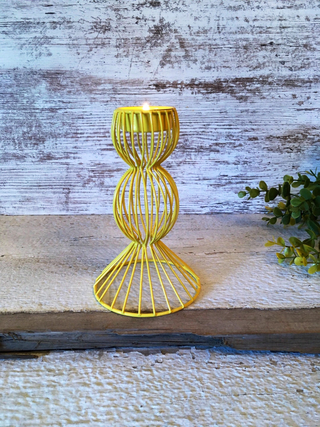 Yellow Candle Holder, Metal Candle Holder, Metal Wire Tea Light Holder ...