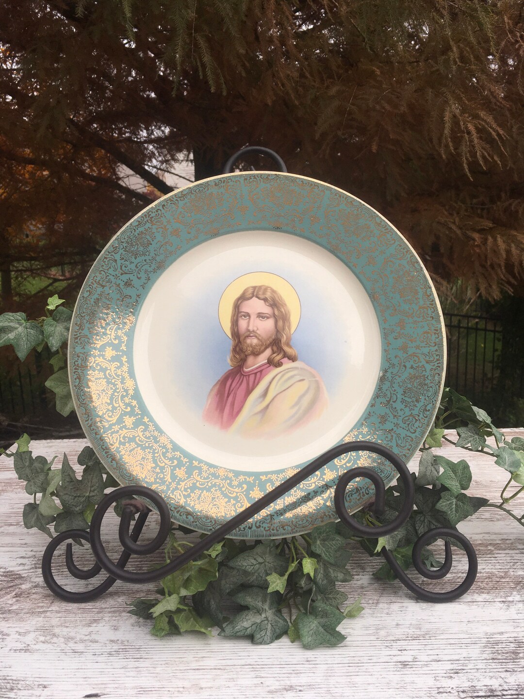 Vintage JESUS Plate, Jesus Art, Picture of Jesus, Rare Mid Century ...
