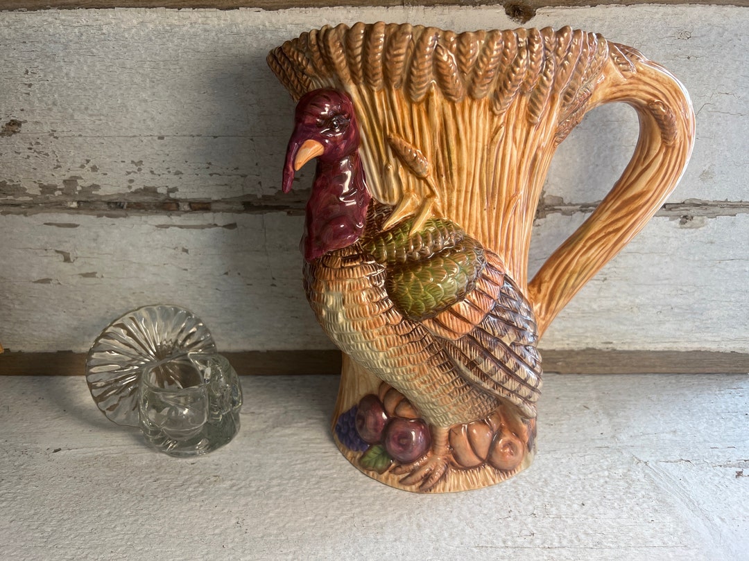 Vintage Ceramic Turkey Pitcher, Department 56, Thanksgiving Decor, Fall ...