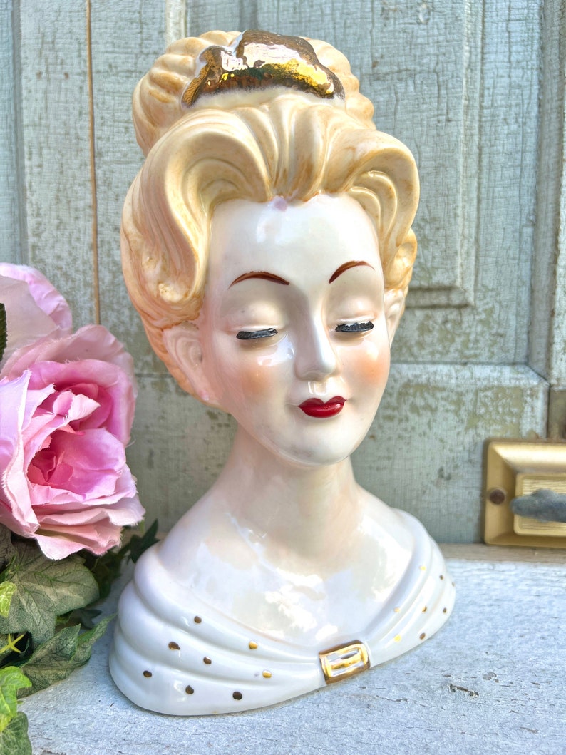 VINTAGE RARE Lady Head Dollhead Collectible Large Ceramic - Etsy